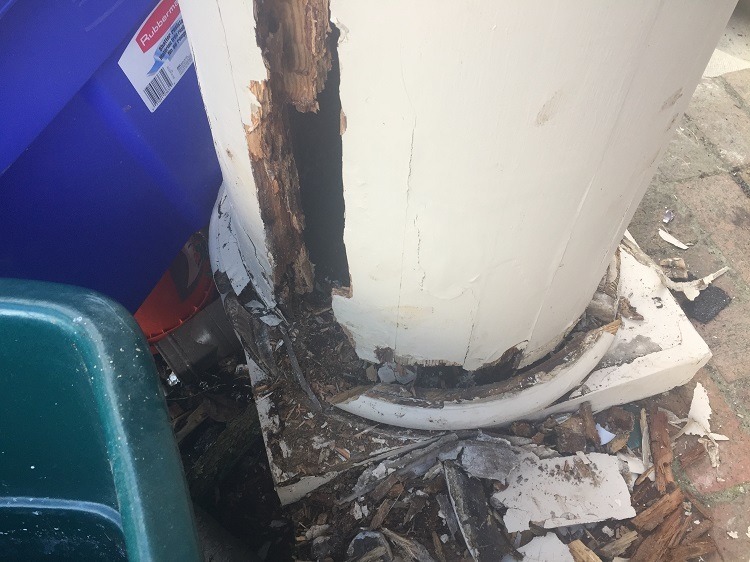 Wood column repair and restoration by Olde World Masons